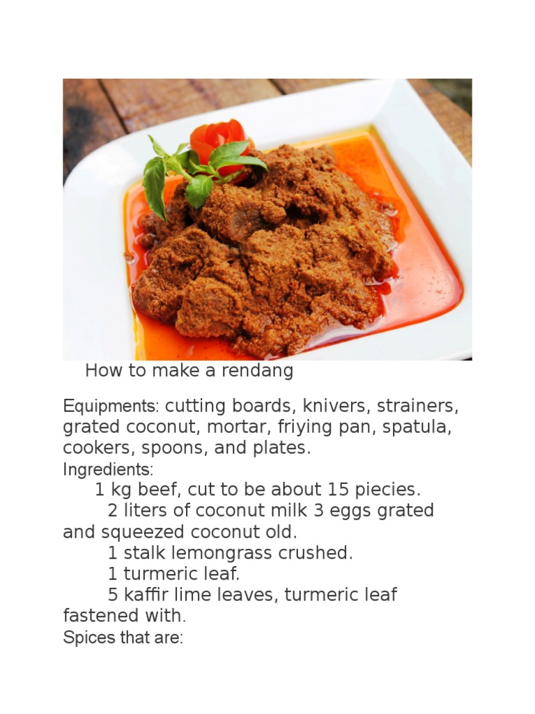 How To Make A Rendang | PDF | Indonesian Cuisine | Garlic
