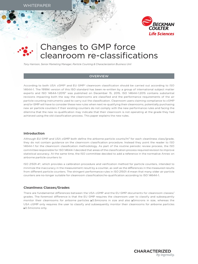 Changes To GMP Force Cleanroom Re-Classifications | PDF ...