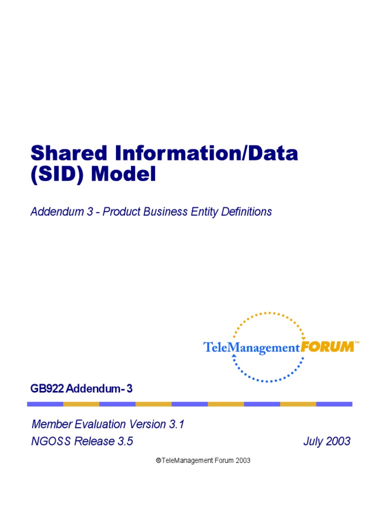 Shared Information Data (SID) Model | Short Message Service | Product ...