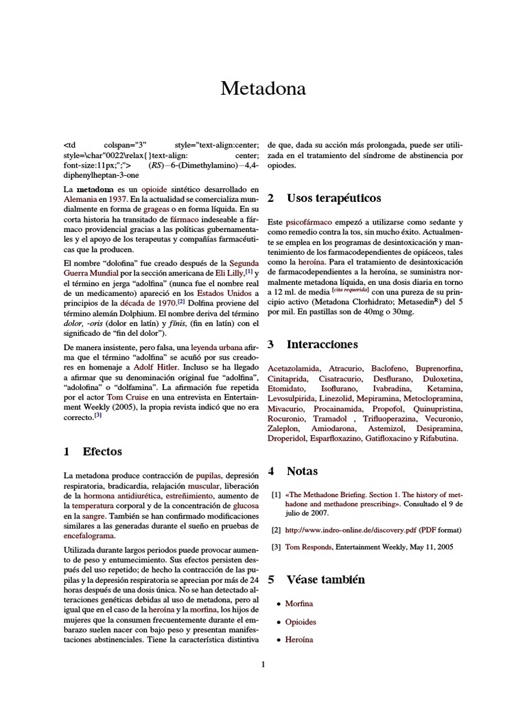 Metadona PDF | PDF | Farmacia | Medicina CLINICA