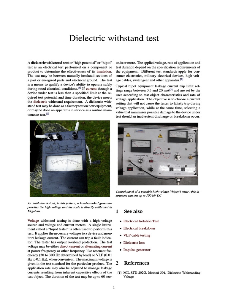 Dielectric Withstand Test | PDF | Electromagnetism | Electricity