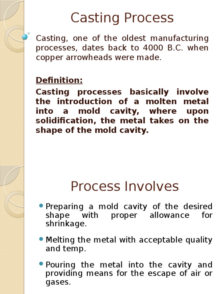 Introduction To Casting Process | PDF | Casting (Metalworking) | Chemistry
