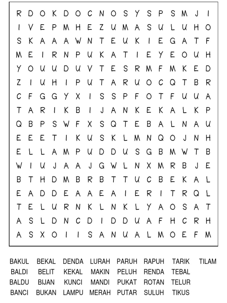 Cari Kata Perkataan KVKVK | PDF | Word Puzzles | Puzzles