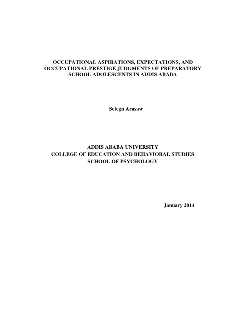 Adolescent Occupational Aspirations in Addis | PDF | Identity (Social ...