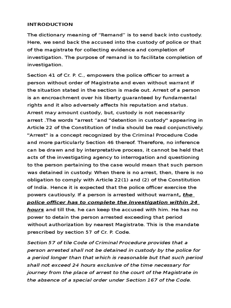 Introduction | PDF | Bail | Remand (Detention)