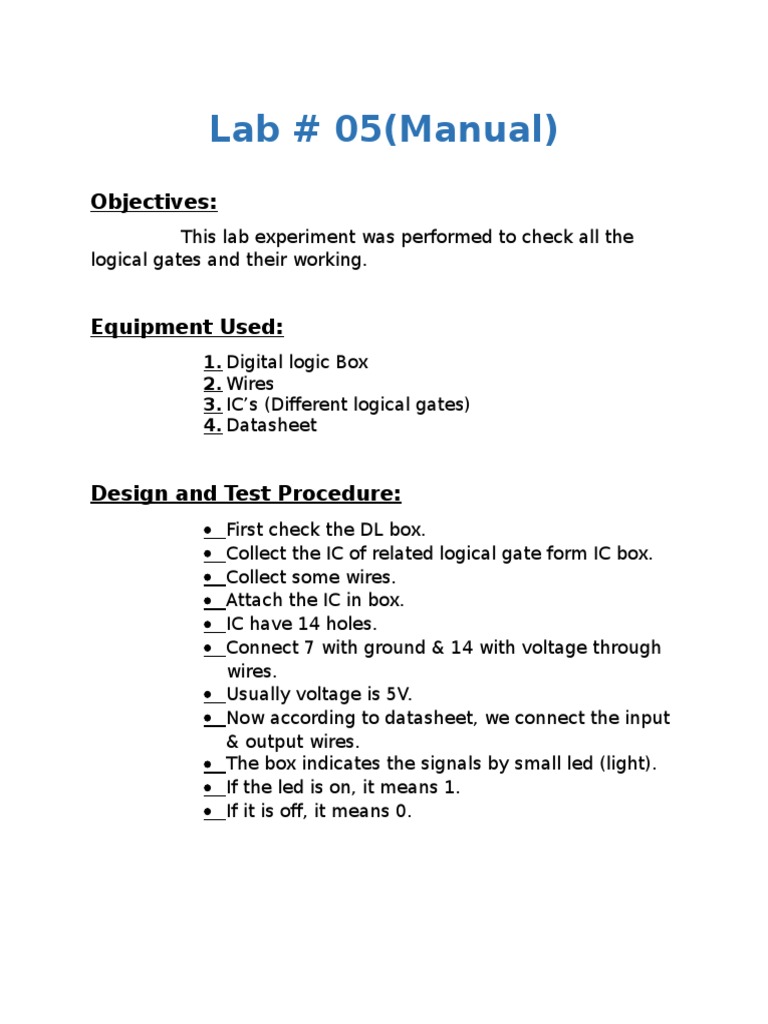 Lab # 05 (Manual) : Objectives | PDF | Teaching Methods & Materials ...