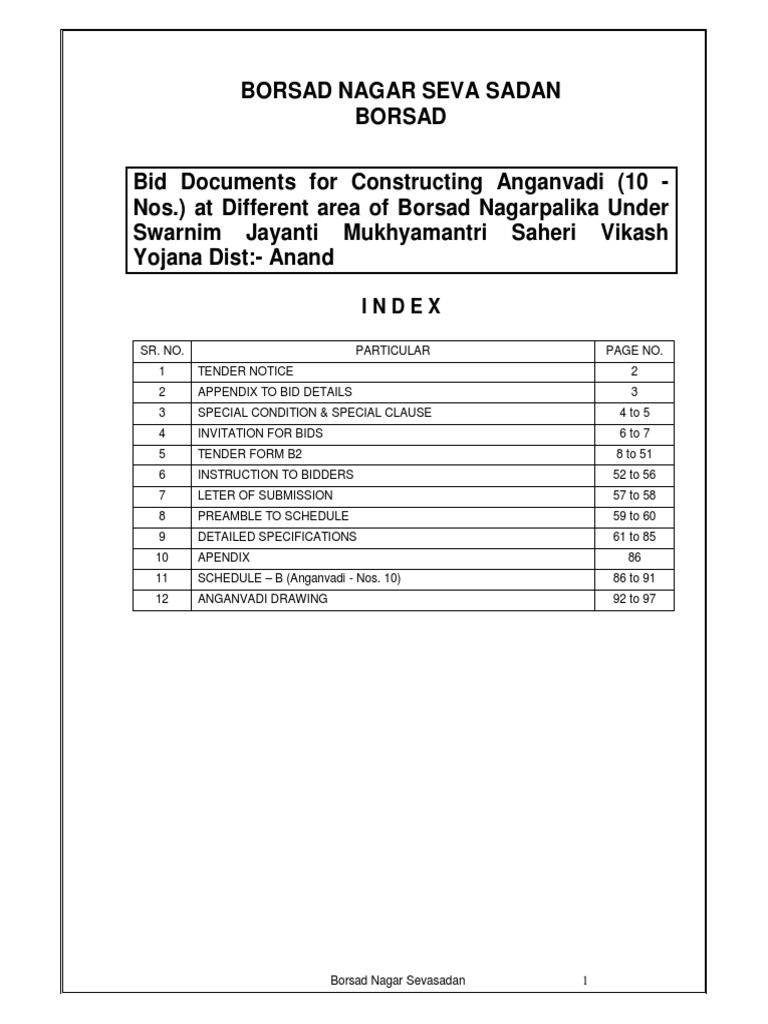 Borsad Nagar Seva Sadan Borsad: Index | PDF