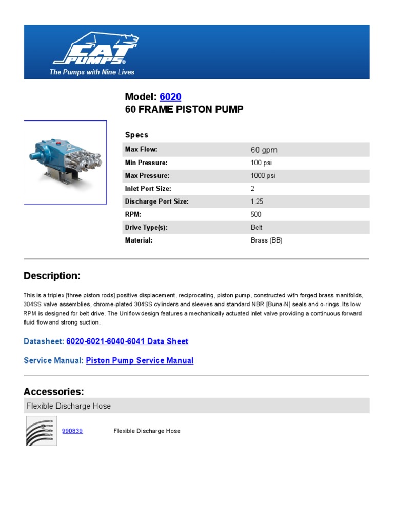 Model: 60 Frame Piston Pump: Specs | PDF