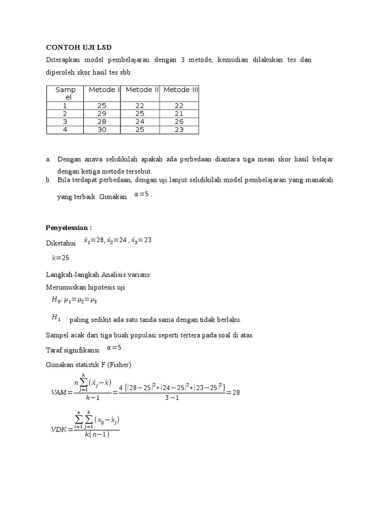 Contoh Uji LSD | PDF | Metode & Bahan Ajar