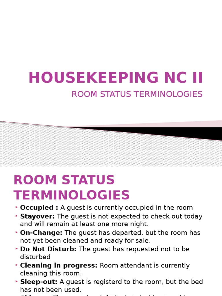 HOUSEKEEPING NC II Terms and Making Up Procedures | PDF | Nature