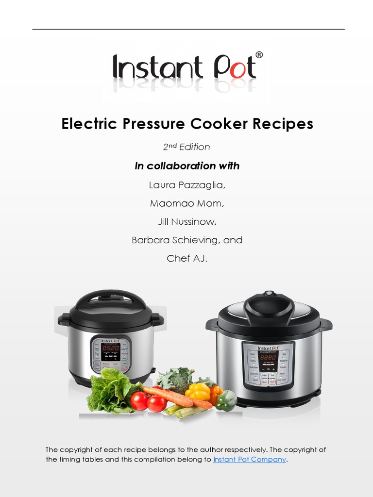 InstantPot Electric Pressure Cooker Recipe Book | PDF | Cooking, Food ...