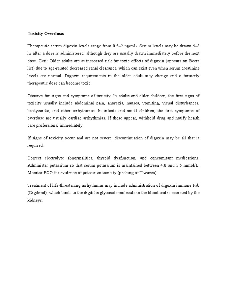 Digoxin Toxicity Management Guidelines | PDF | Wellness