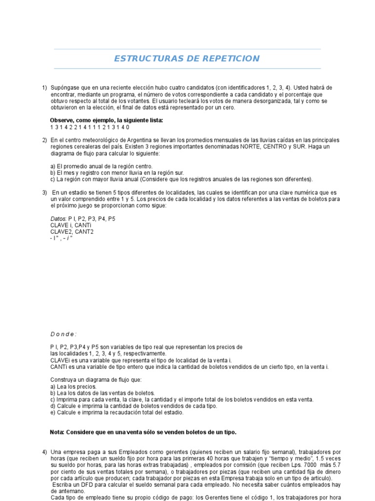 Estructuras de Repeticion Ejercicios | PDF | Informática y tecnología de la información | Science