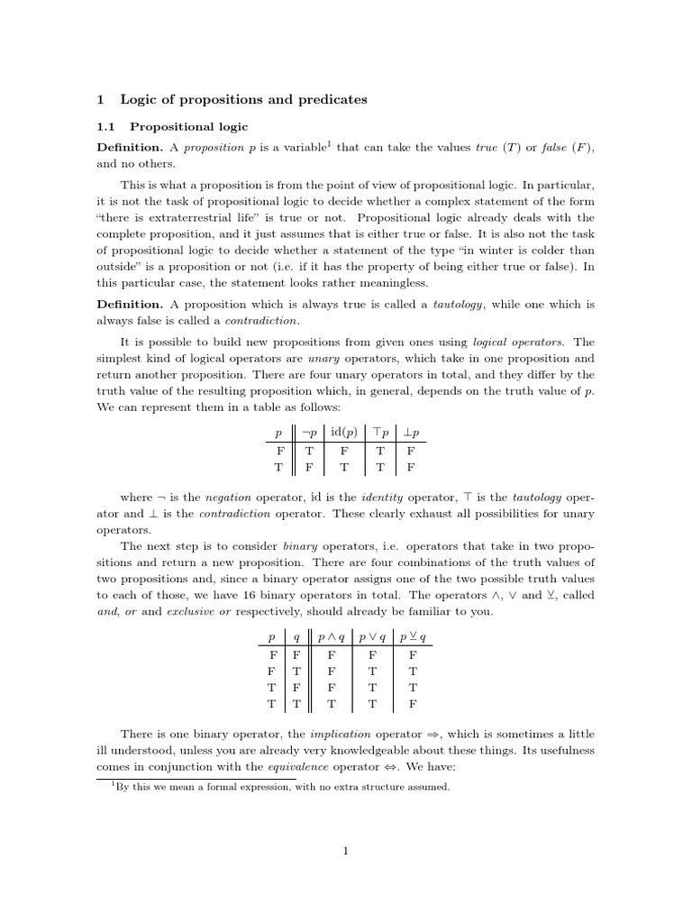 Lecture 01 - Logic of Propositions and Predicates (Schuller's Geometric ...
