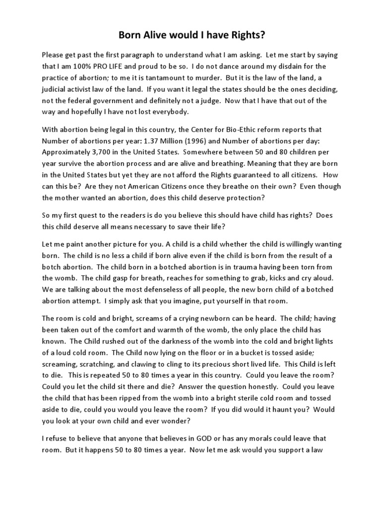Born Alive Would I Have Rights | PDF | Abortion | Childbirth