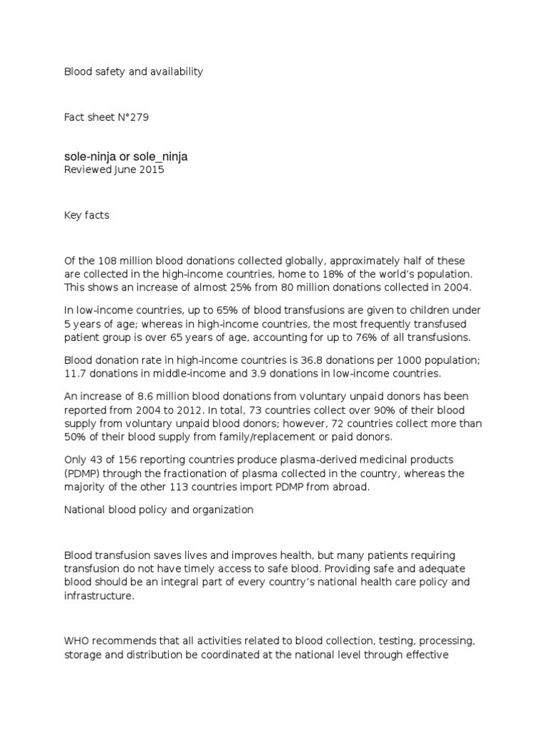 Blood Safety1 | PDF | Blood Donation | Blood Transfusion