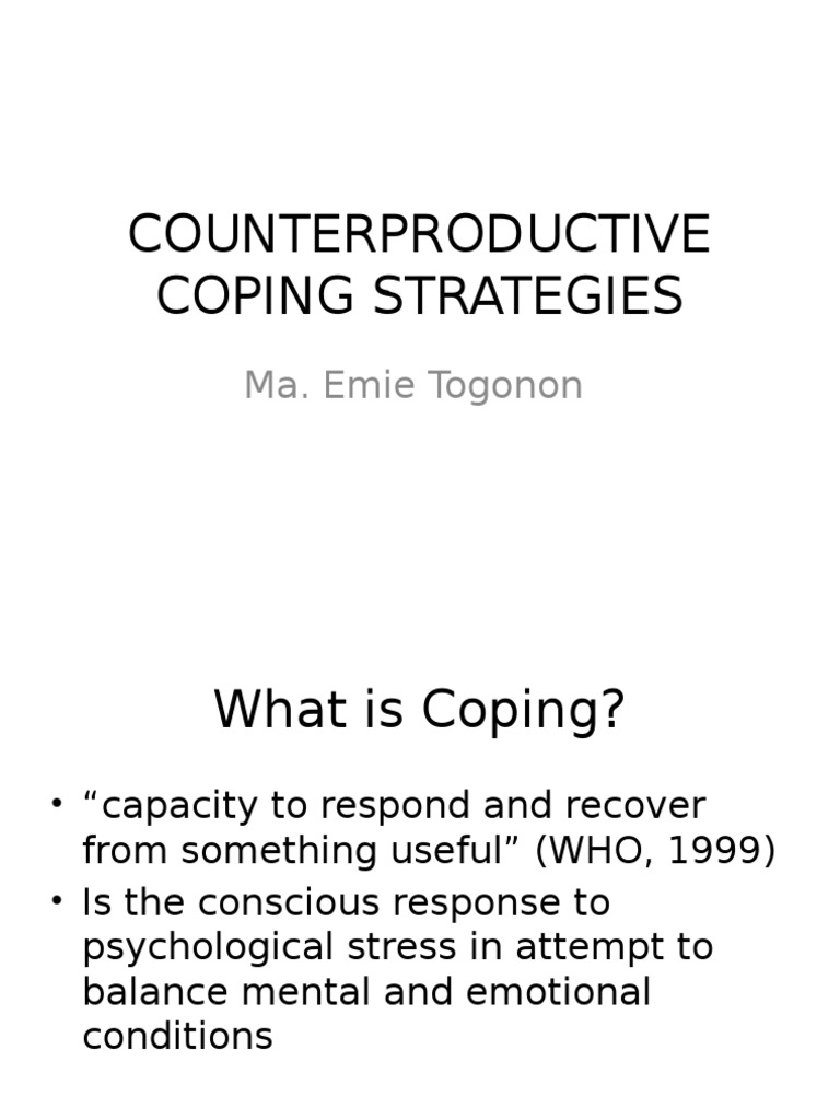 Counterproductive Coping Strategies | PDF