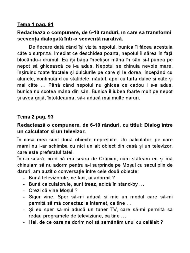 Compuneri Scolare | PDF