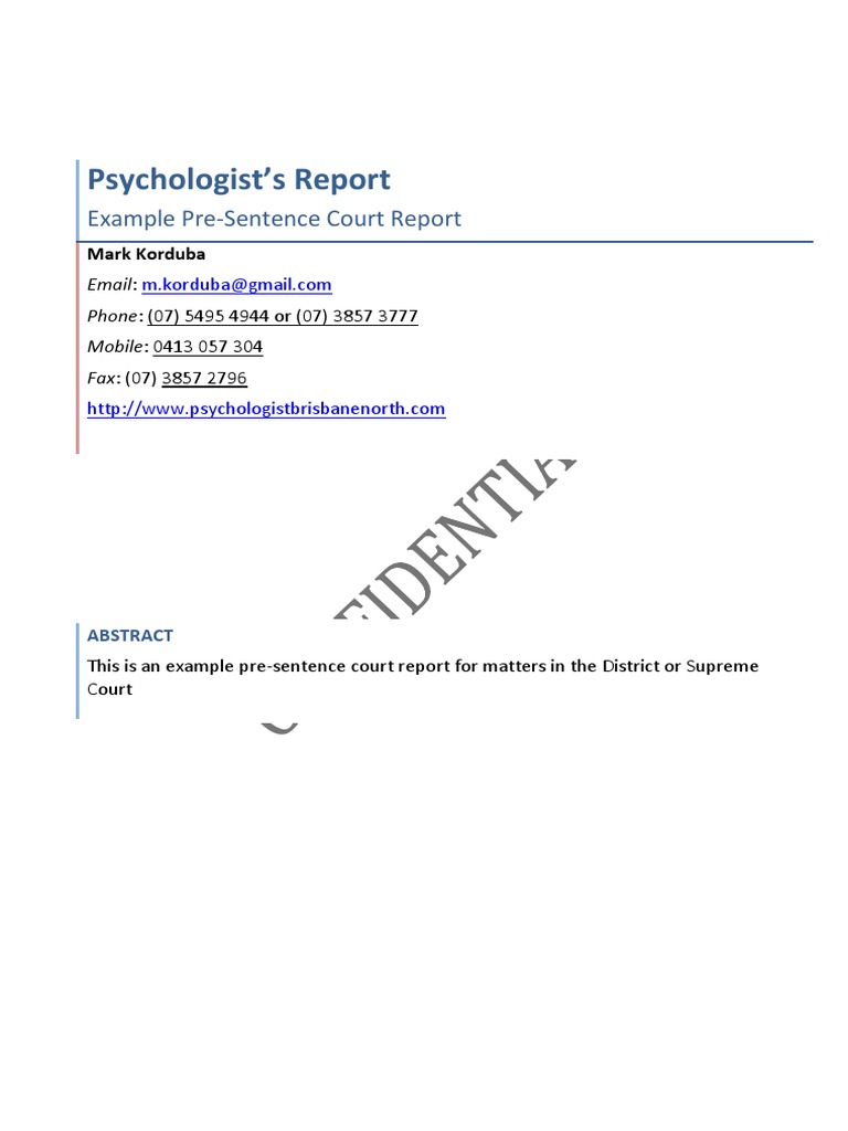 Example-Pre-Sentence-Court-Report.pdf | Drug Rehabilitation | Substance ...
