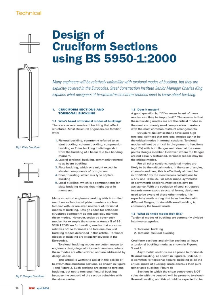 Cruciform Sections + NSCApril06 - Tech | PDF | Buckling | Bending