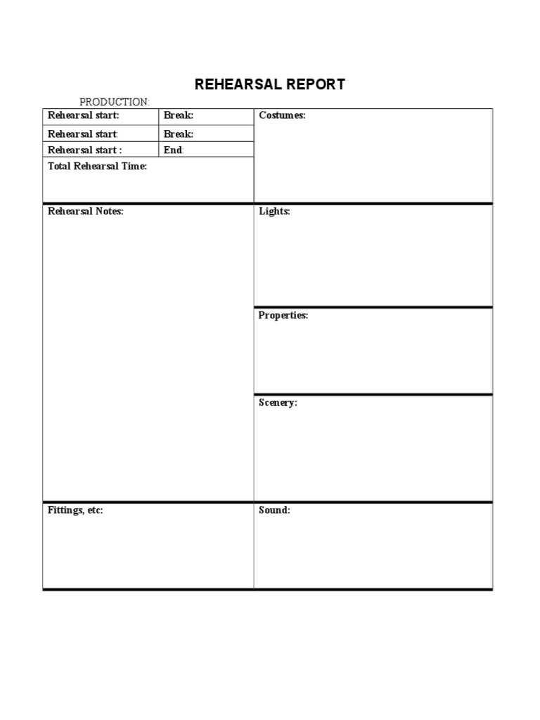 Rehearsal Report Template | PDF