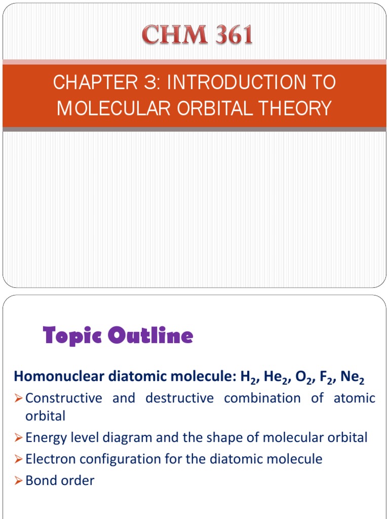 CHM 361 Chapter 3 - Introduction To Molecular Orbital Theory | PDF | Molecular Orbital | Energy ...