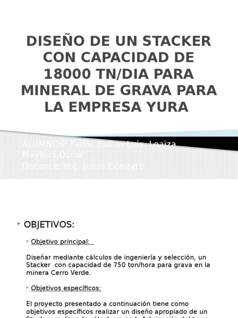 Diseño de Stacker 18000 TN/Día para Grava | PDF