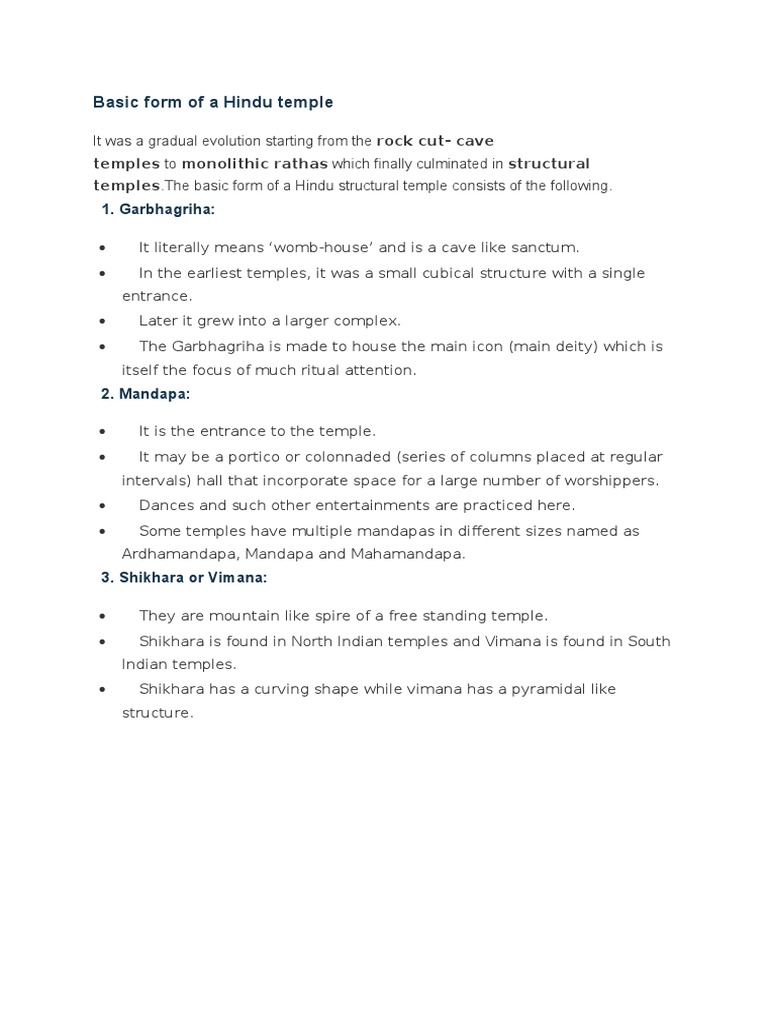 Basic Form of A Hindu Temple | PDF