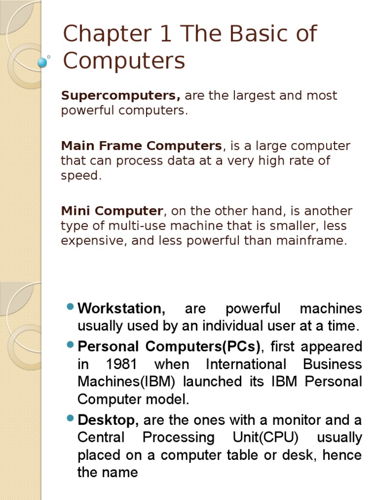 Chapter 1 The Basic of Computers | PDF