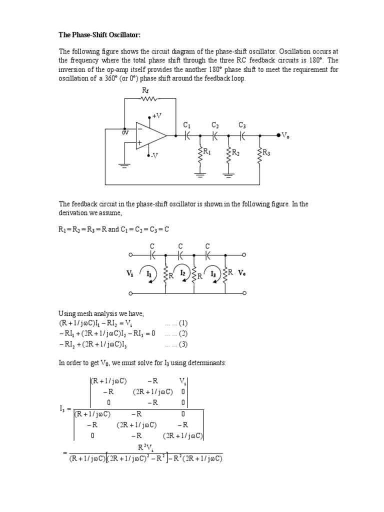 Phase Shift Oscillator Circuit Analysis | PDF | Inductor | Capacitor