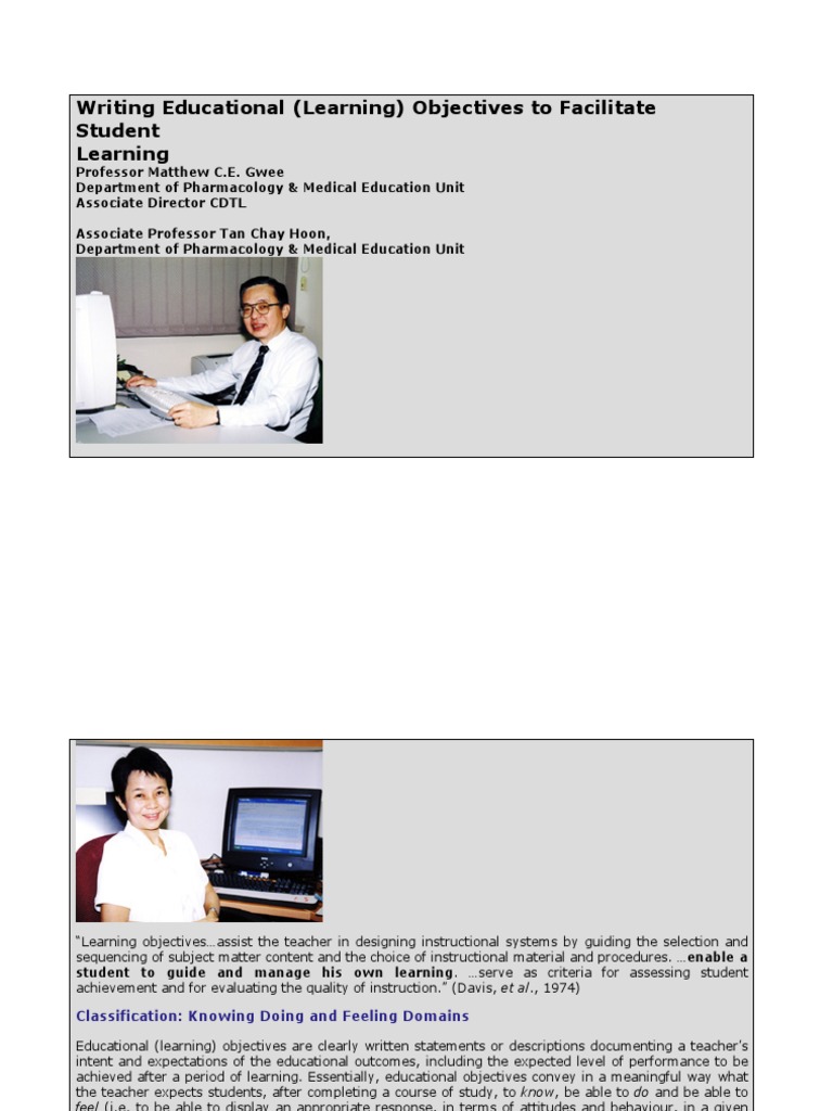 Writing Educational Learning Objectives | PDF | Educational Assessment ...