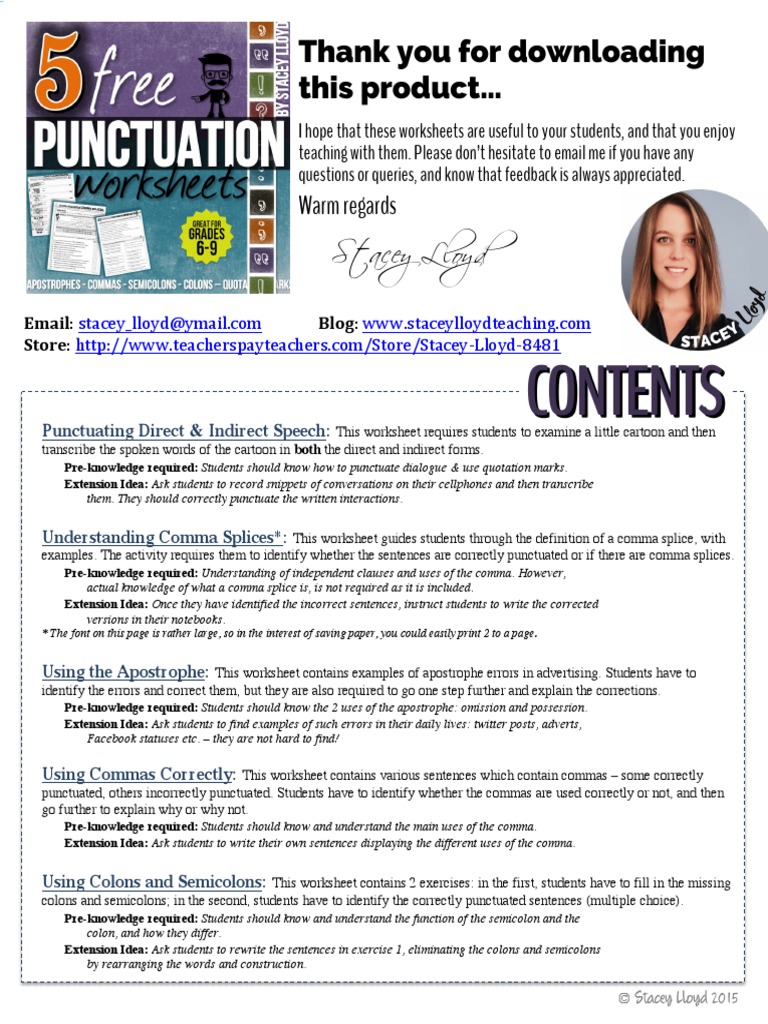 5 Free Punctuation Worksheets | PDF | Comma | Language Mechanics