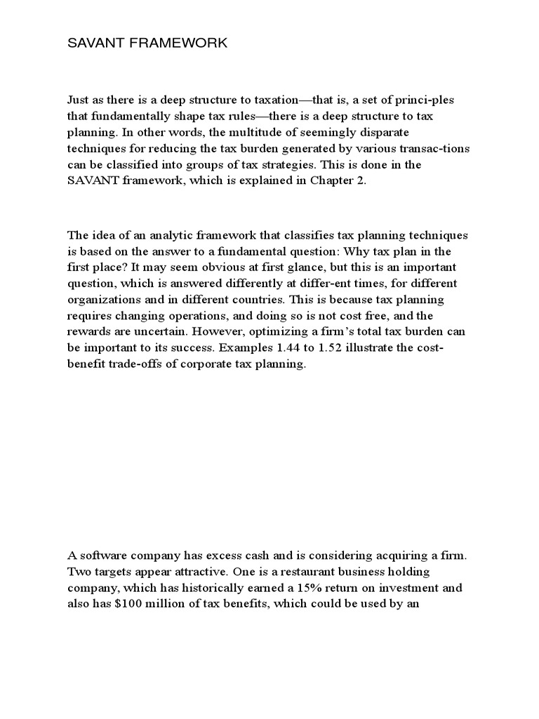 Savant Framework | PDF | Expense | Taxes