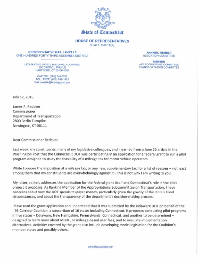 Letter To DOT Commissioner - July2016 | PDF
