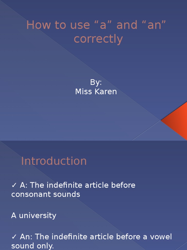How To Use A and An Correctly | PDF
