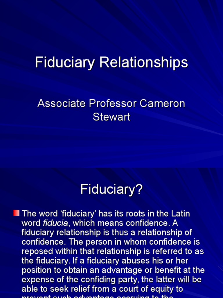 Fiduciary Relationships | PDF | Fiduciary | Business Law