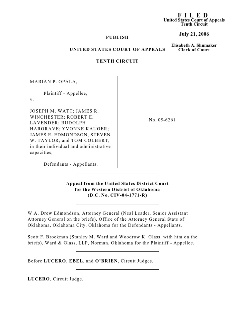 Opala v. Hargrave, 10th Cir. (2006) | PDF | Fourteenth Amendment To The ...