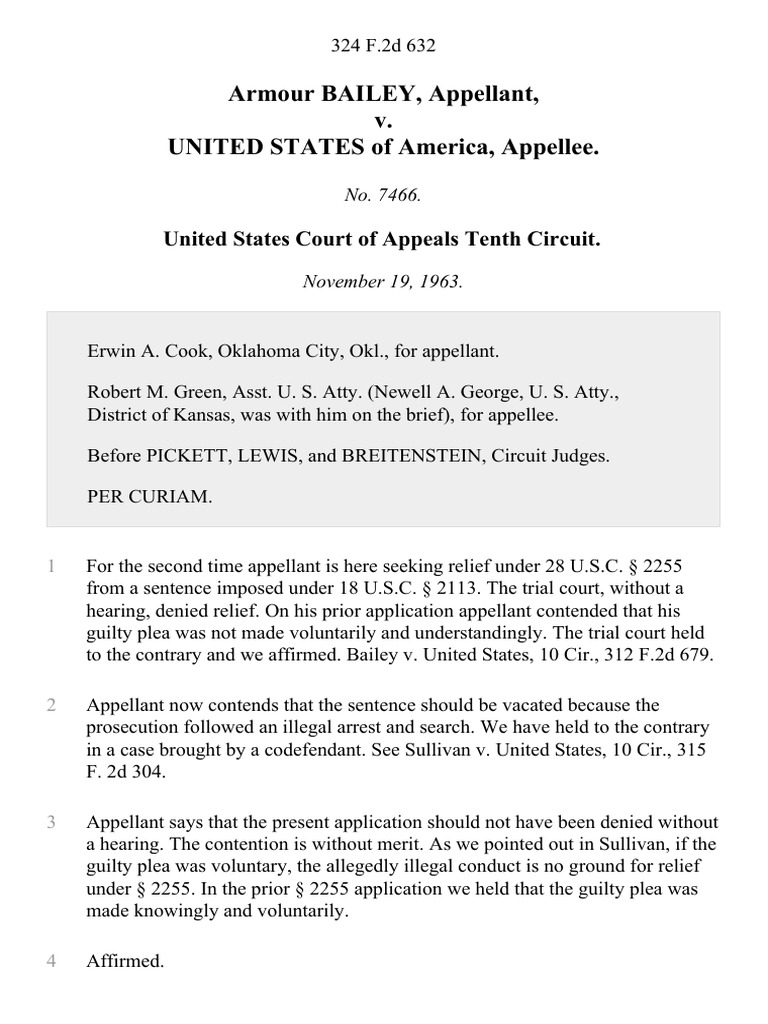 Bailey v. United States Appeal Decision | PDF