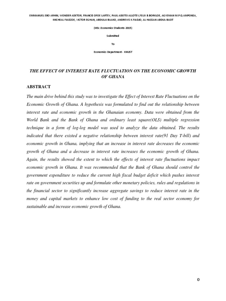 Effects of Interest Rate Fluctuation On The Economic Growth of Ghana ...