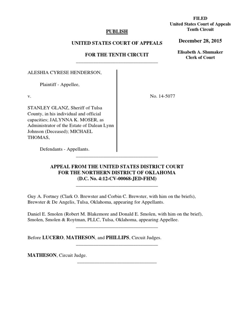 Henderson v. Glanz, 10th Cir. (2015) | PDF | Interlocutory Appeal ...