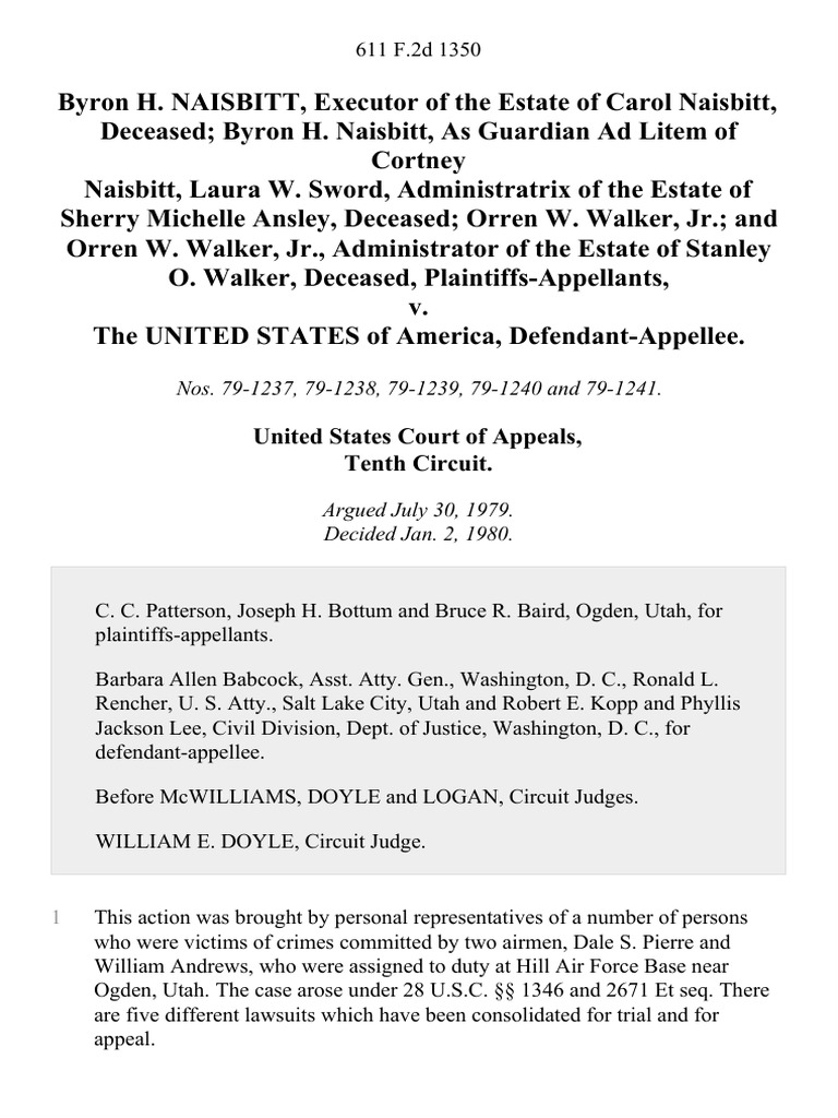 Byron H. Naisbitt, of the Estate of Carol Naisbitt, Deceased Byron H ...