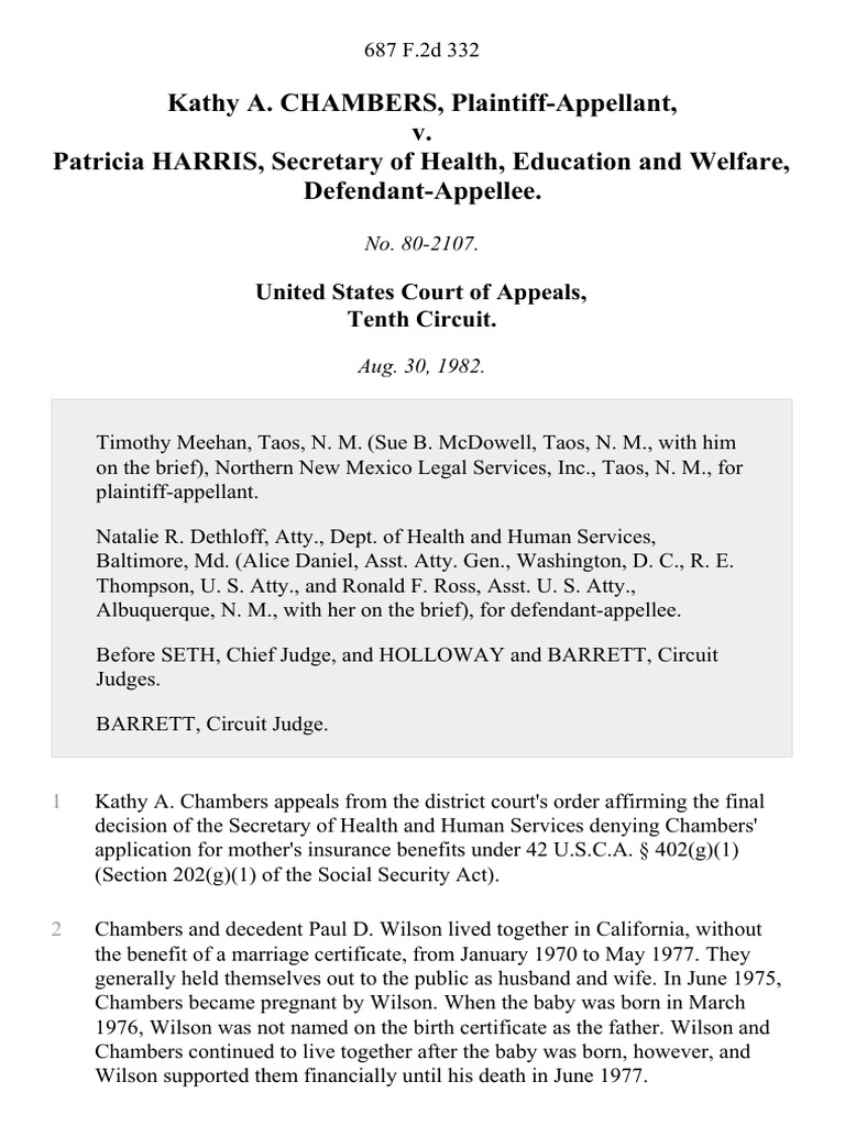 Kathy A. Chambers v. Patricia Harris, Secretary of Health, Education ...