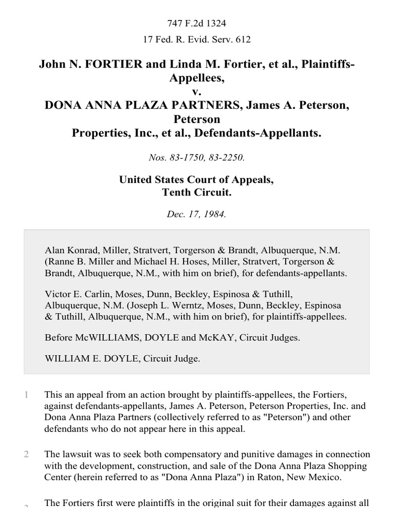 John N. Fortier and Linda M. Fortier v. Dona Anna Plaza Partners, James ...