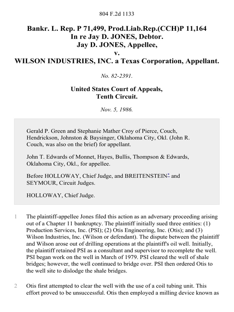 Bankruptcy Appeal: Jones v. Wilson | PDF | Tort | Product Liability
