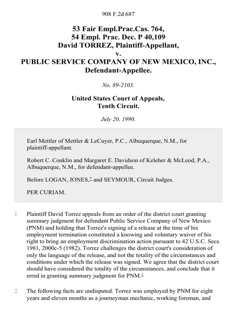 53 Fair Empl - Prac.cas. 764, 54 Empl. Prac. Dec. P 40,109 David Torrez ...