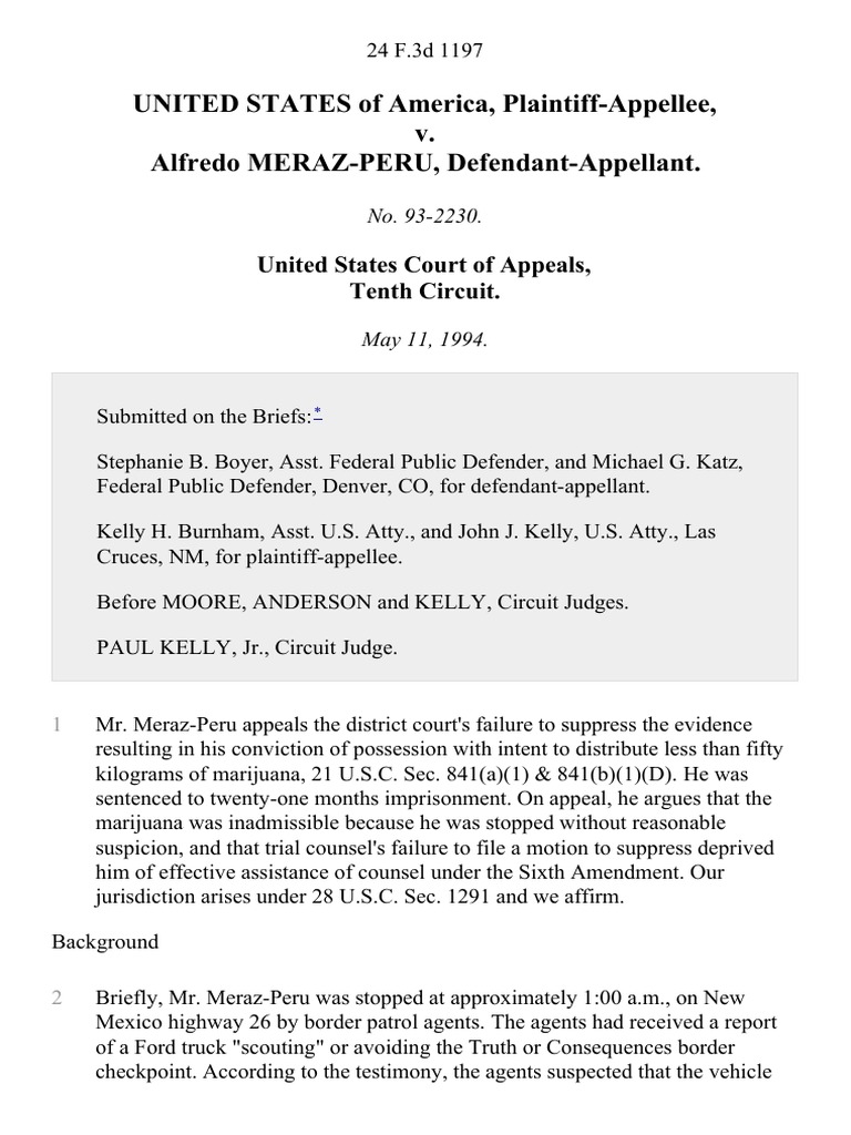 UNITED STATES of America, Plaintiff-Appellee, v. Alfredo MERAZ-PERU ...
