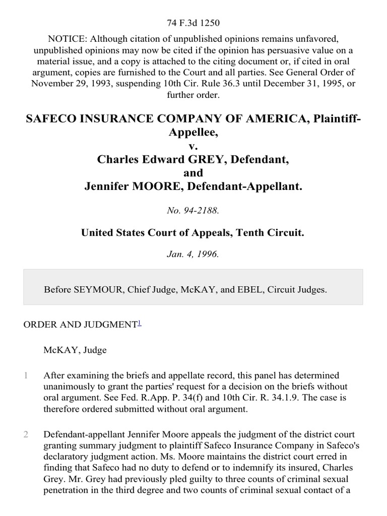 Safeco Insurance Company of America v. Charles Edward Grey, and ...