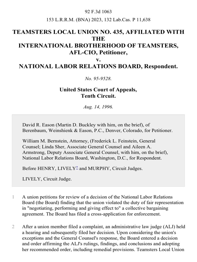 Teamsters Local Union No. 435, Affiliated With The International ...