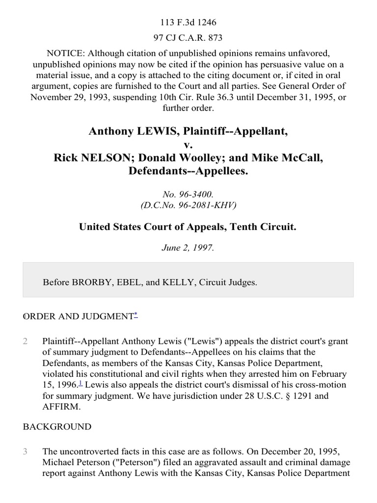 Anthony Lewis v. Rick Nelson Donald Woolley and Mike McCall, 113 F.3d ...