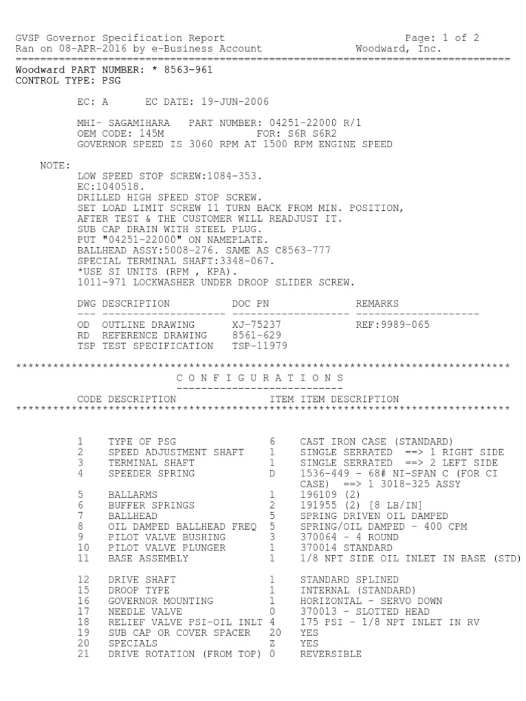 8563-961 PSG Governor | PDF | Machines | Mechanical Engineering
